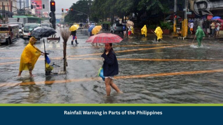 Rainfall Warning in Parts of the Philippines